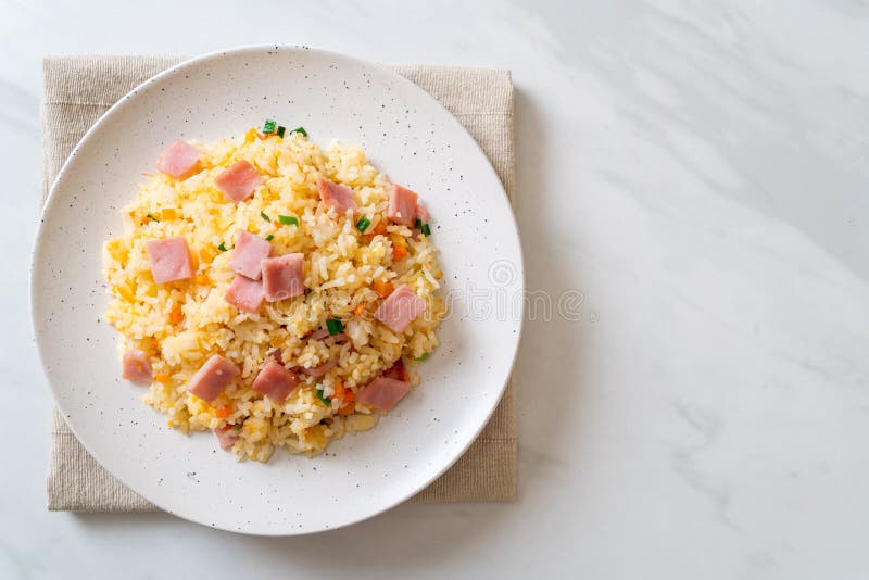 Ham fried rice stock photo. Image of homemade, cooked - 218309352