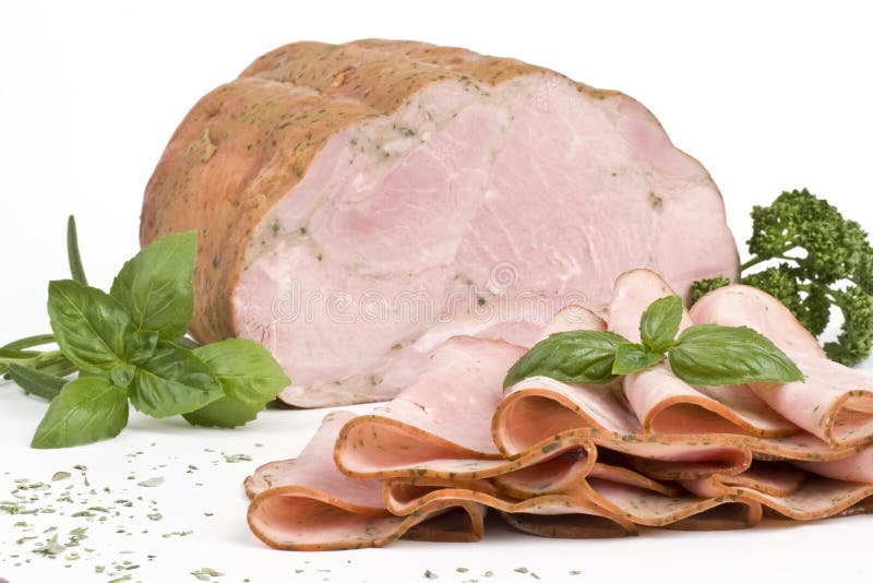 Ham with herbs stock photo. Image of meal, basil, food - 4939072