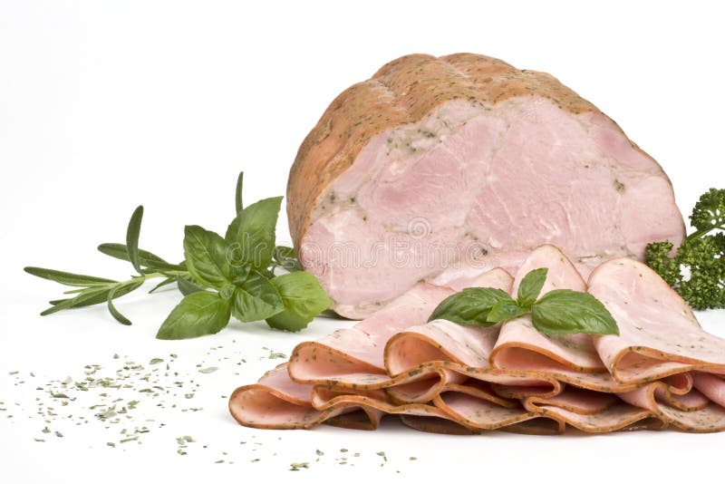 Ham with herbs stock image. Image of baked, fresh, slices - 5004701
