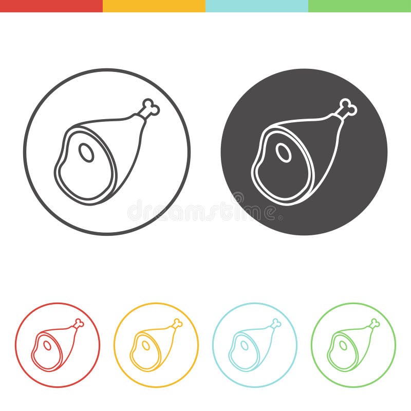 Ham Icons in Thin Line Style Stock Illustration - Illustration of ...