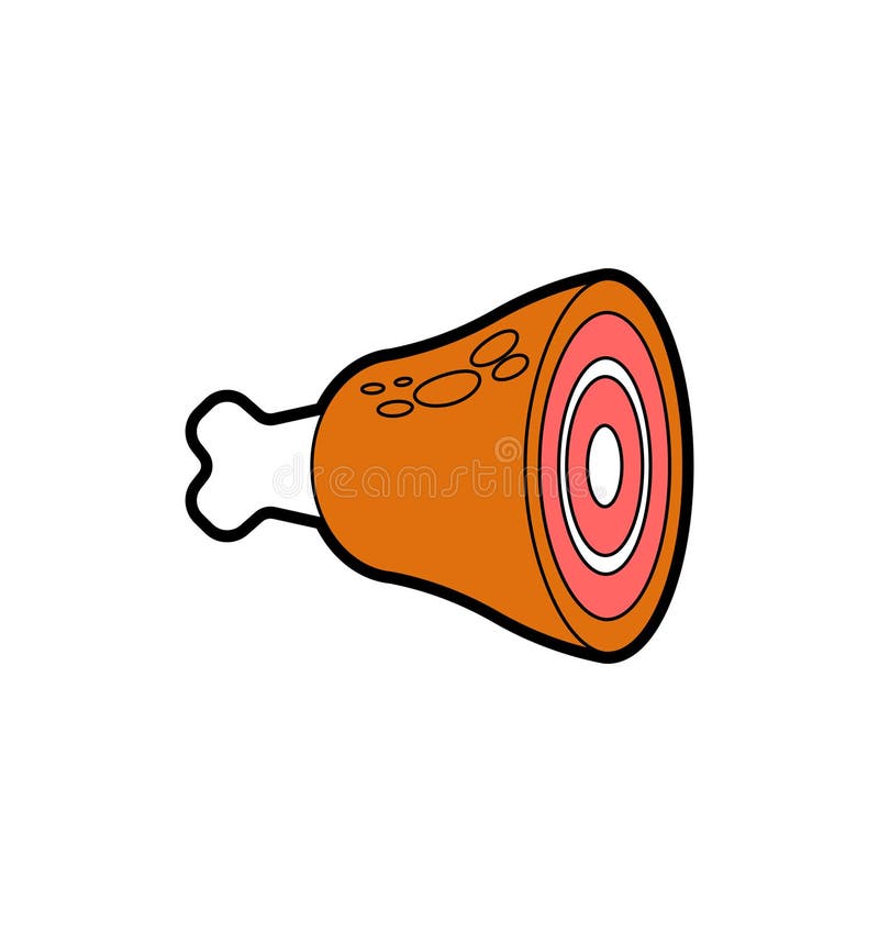 Ham Isolated Meat on Bone. Pork on Bone Stock Vector - Illustration of ...