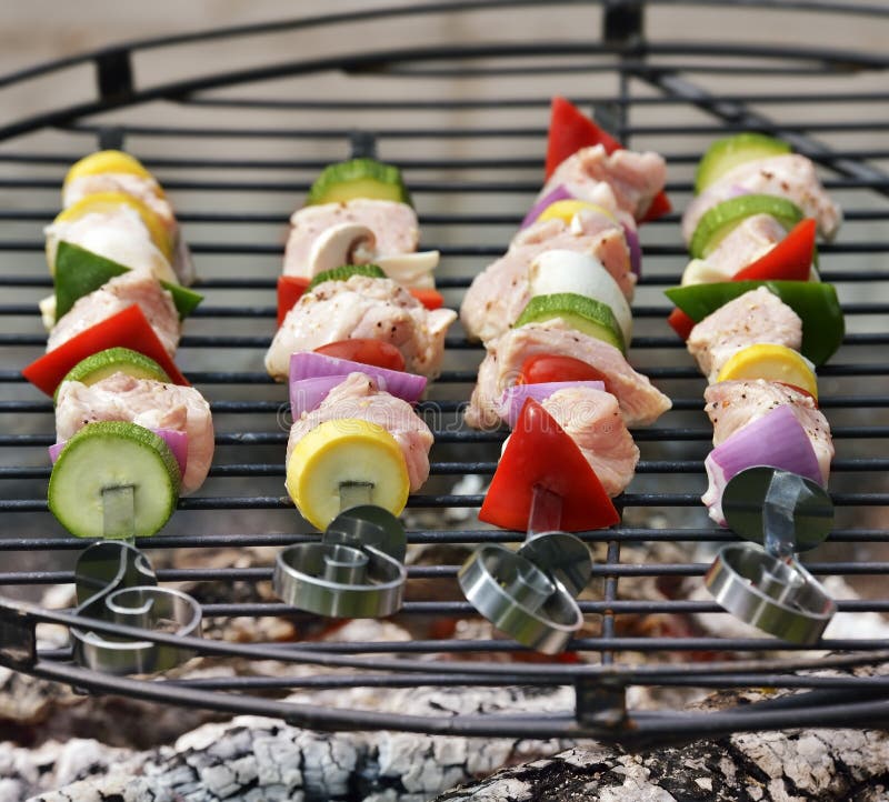 Ham Kabobs on the Grill stock image. Image of shishkabab - 31938571