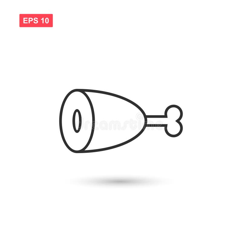 Ham Leg Line Vector Icon Design Isolated Stock Vector - Illustration of ...