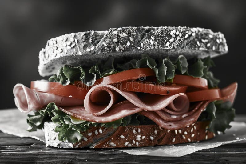 Ham and Lettuce Sandwich stock photo. Image of cuisine - 377628880