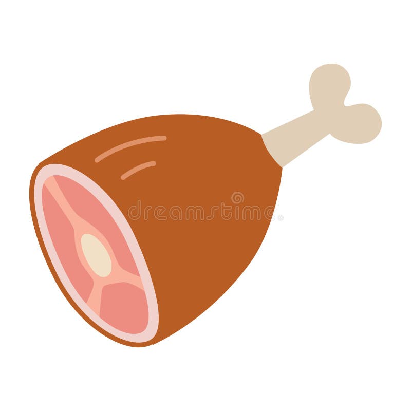 Ham, Meat on the Bone, Cartoon Style. Vector Illustration Isolated on ...