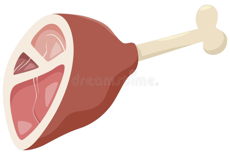 Ham Meat Food Object Cartoon Stock Vector - Illustration of piece, meat ...