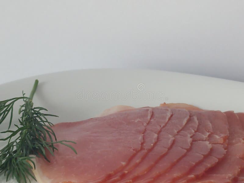 Ham meat on a white plate stock image. Image of culinary - 276447777