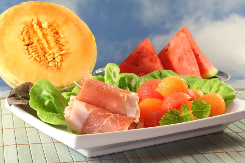 Ham with melon stock image. Image of melon, pieces, refreshing - 15184469