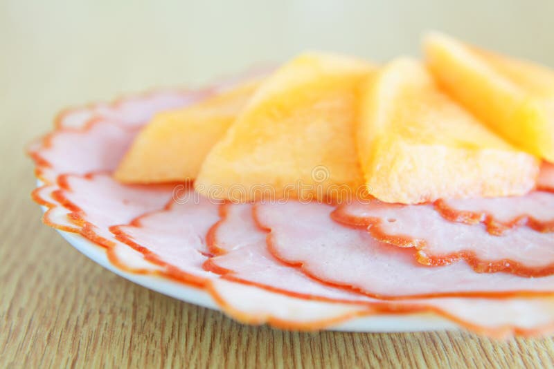 Ham and melon stock photo. Image of plate, slices, healthy - 37764040