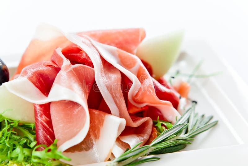 Ham Wrapped Rock Melon stock image. Image of pink, rock - 17954341