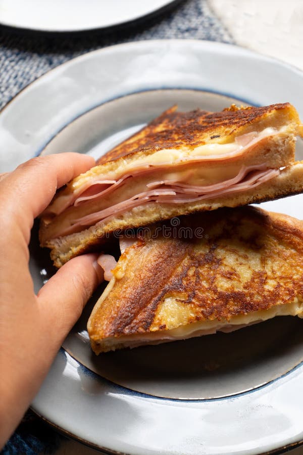 Ham and Melted Cheese Sandwich Called Monte Cristo on White Background ...