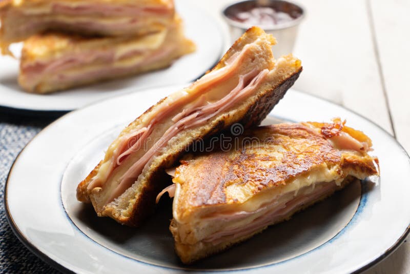 Ham and Melted Cheese Sandwich Called Monte Cristo on White Background ...