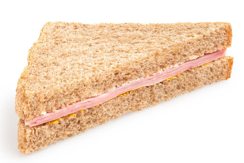 Ham and Mustard Wholewheat Triangle Sandwich Stock Image - Image of ...