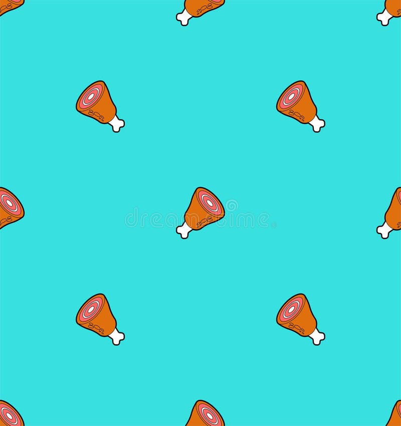 Ham Pattern Seamless. Meat on Bone Background. Pork on Bone Texture ...