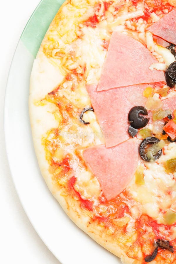 Ham pieces in pizza stock photo. Image of slices, portion - 18272882