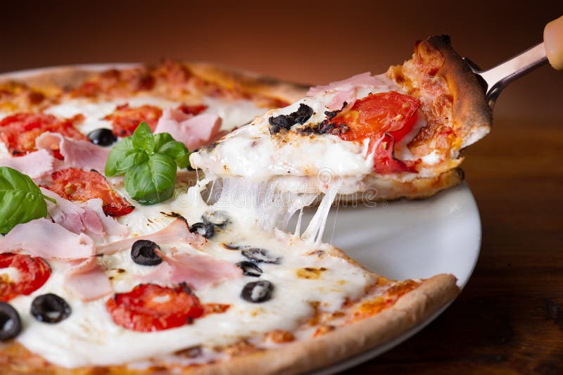 Ham pizza stock image. Image of meal, olive, delicious - 17333349