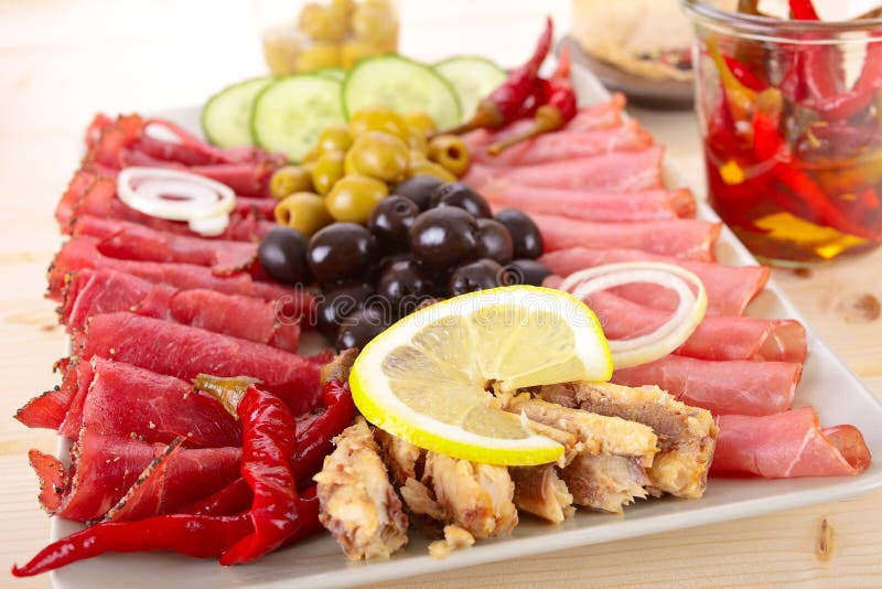 Ham plate stock photo. Image of ingredient, pepperoni - 33362134
