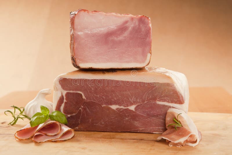 Ham and prosciutto piece. stock photo. Image of slice - 18930322