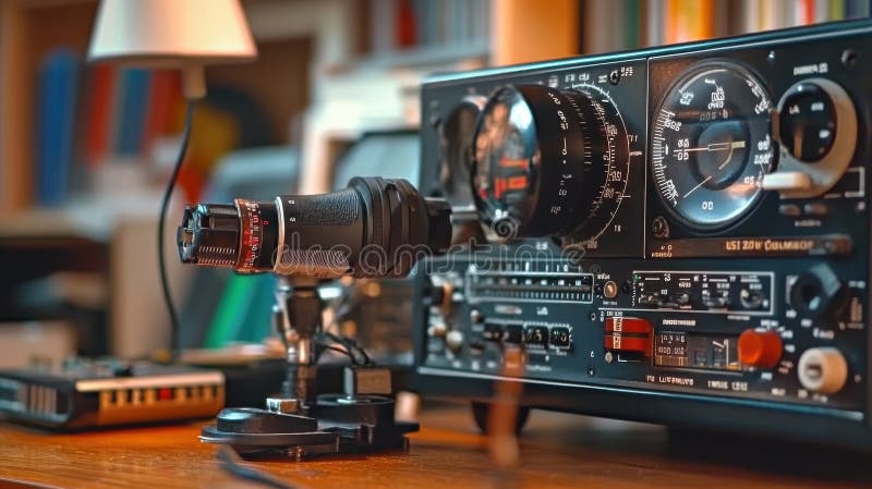 Ham Radio Operator in Snowy Winter Landscape Using Communication Device ...