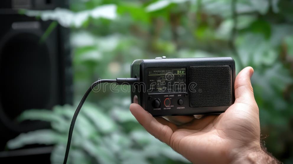 Ham Radio Operator in Snowy Winter Landscape Using Communication Device ...