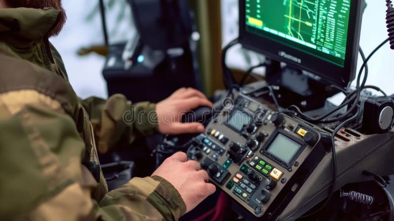 Ham Radio Operator in Snowy Winter Landscape Using Communication Device ...