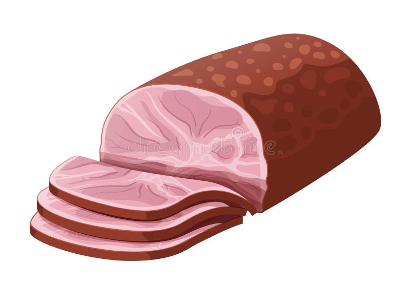 Ham or Roast Pork. Vector Illustration on a White Background. Stock ...