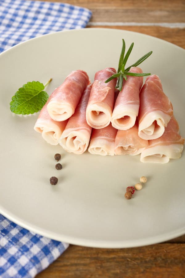 Ham roll stock image. Image of meat, snack, plate, slice - 49952499