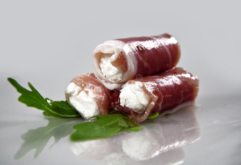 Ham Rolls with Cheese Entree Stock Photo - Image of nutrition, entree ...