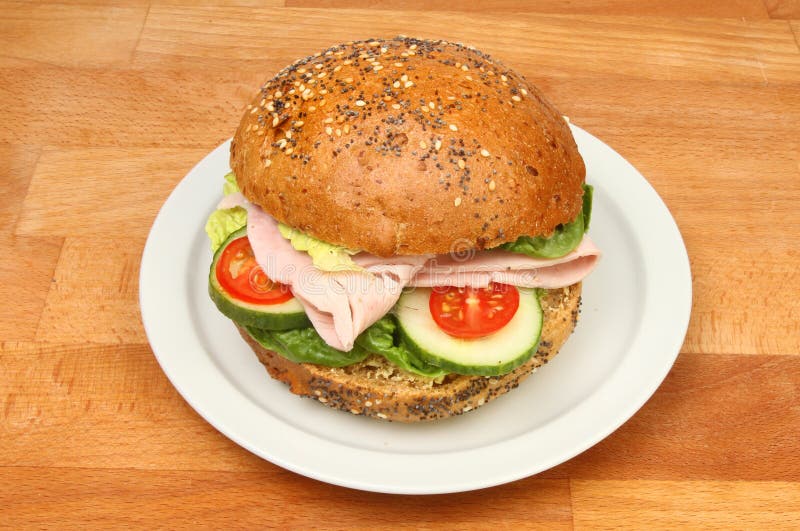 Ham Salad Roll on a Tabletop Stock Photo - Image of brown, wooden ...