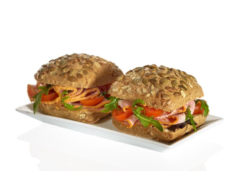 Ham Salad Rolls stock photo. Image of lunch, green, granary - 10760428