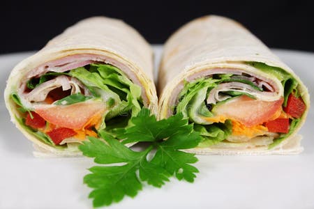 Ham and Salad Wrap 2 stock image. Image of mayo, ingredients - 2084993