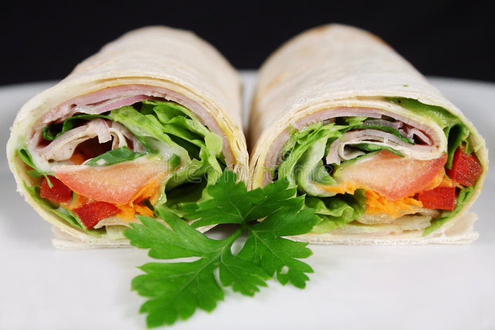 Ham and Salad Wrap 2 stock image. Image of mayo, ingredients - 2084993