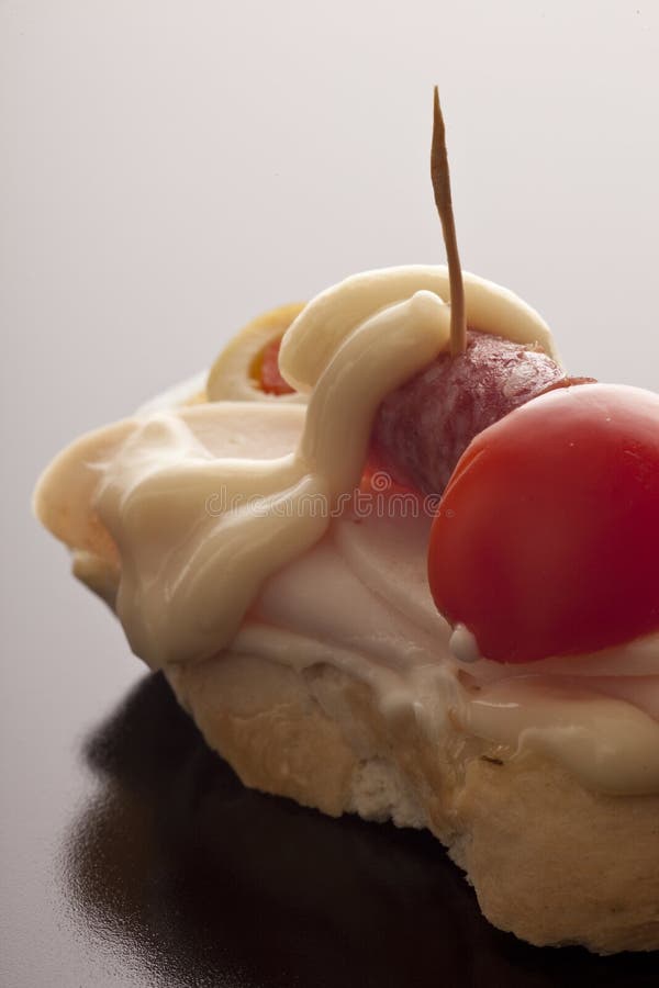 Ham and Salami Drizzled with Mayonnaise Stock Photo - Image of cold ...