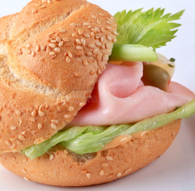 Ham sandwich stock photo. Image of sandwich, seed, lunch - 13351274