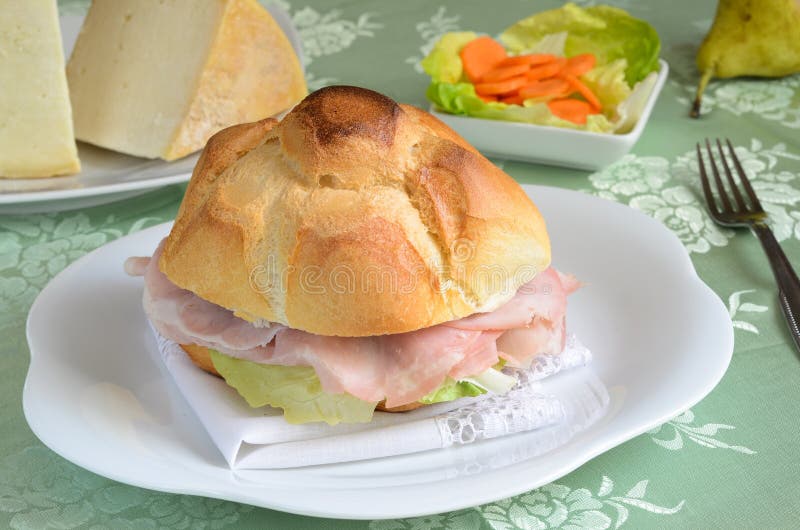 Ham sandwich stock image. Image of table, salad, rosetta - 23531747