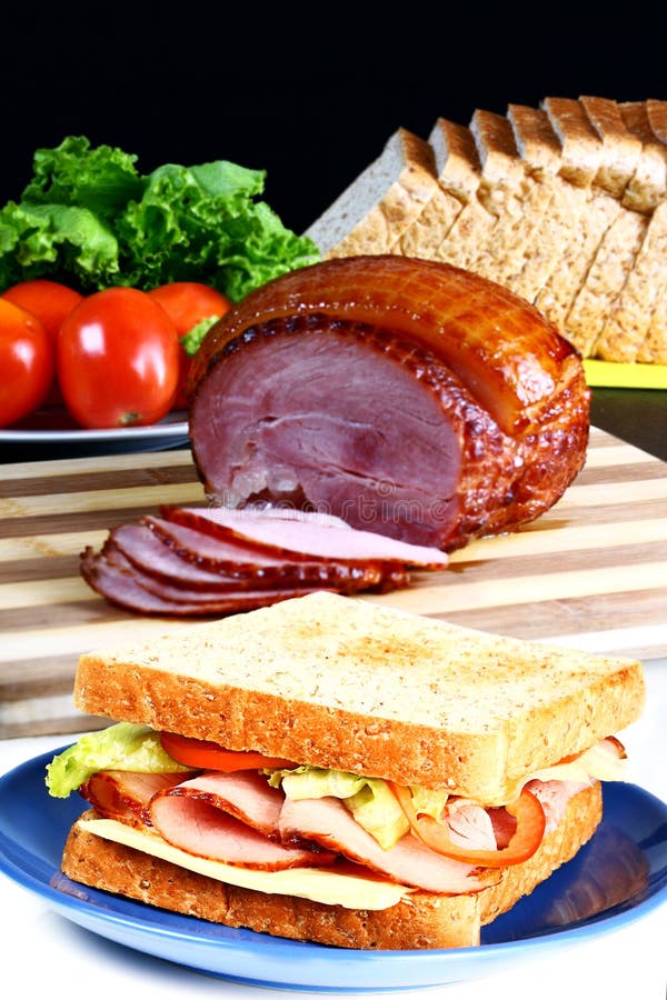 Ham sandwich stock photo. Image of snack, meat, food, pork - 5587914