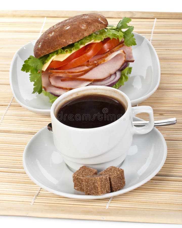 Ham sandwich and coffee stock photo. Image of cheese, tasty - 8128870