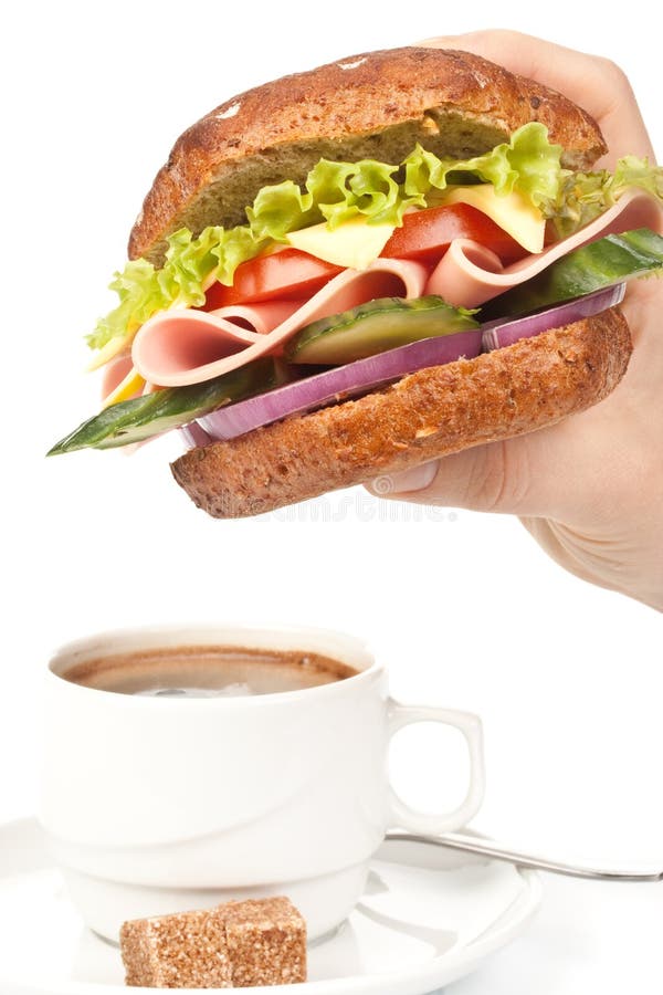 Ham sandwich and coffee stock photo. Image of greens, healthy - 8129012