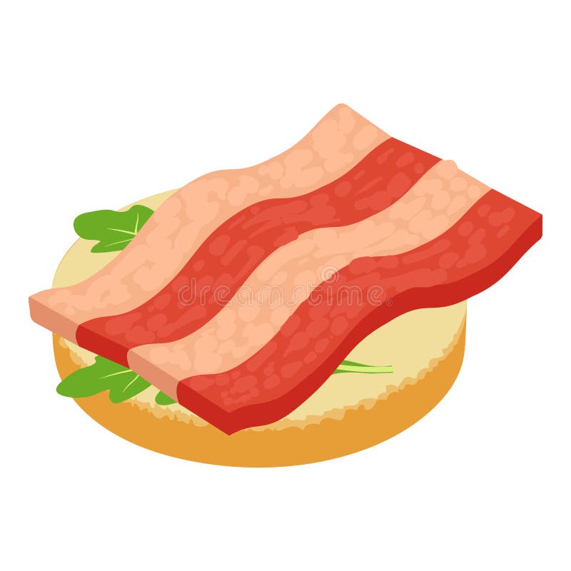 Ham Sandwich Icon Isometric Vector. Sandwich with Ham Piece and Arugula ...