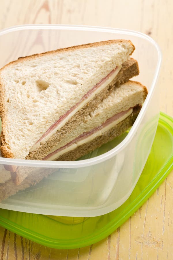 Ham Sandwich in Plastic Box Stock Image - Image of fast, food: 17231503