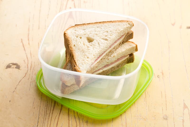 Ham Sandwich in Plastic Box Stock Image - Image of fast, mayonnaise ...