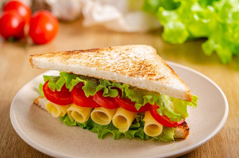 Ham Sandwich on a Plate on the Table. Stock Photo - Image of food ...