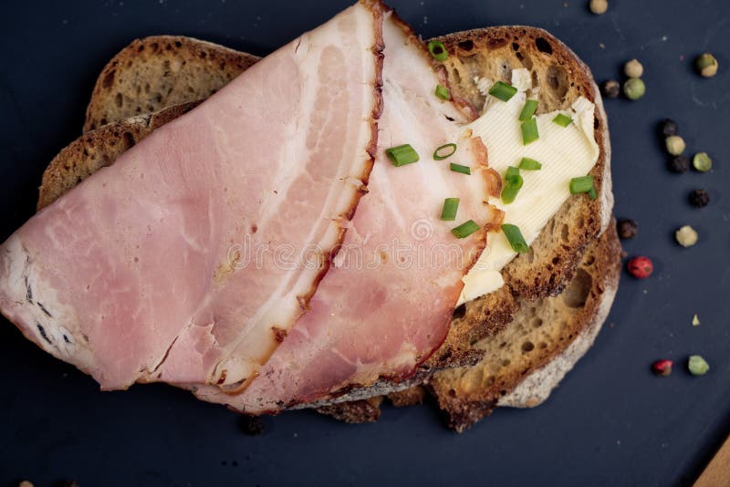 Ham Sandwich stock photo. Image of black, butter, buttered - 34338444