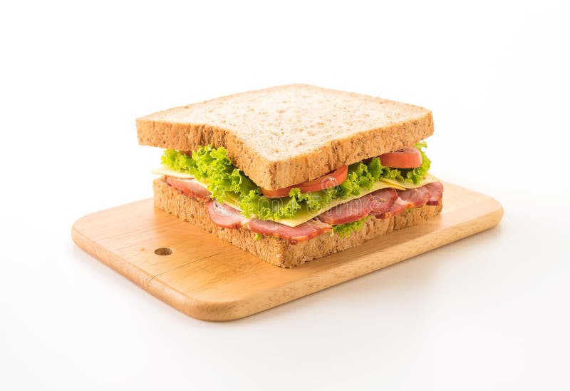Ham sandwich on white stock image. Image of snack, healthy - 84502835