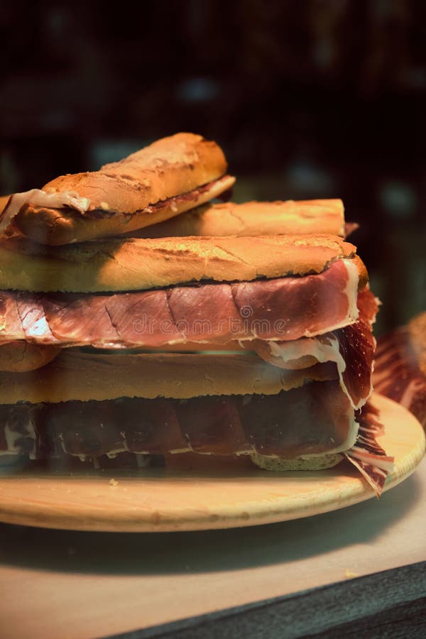 Ham sandwich in the window stock image. Image of calorie - 319889309