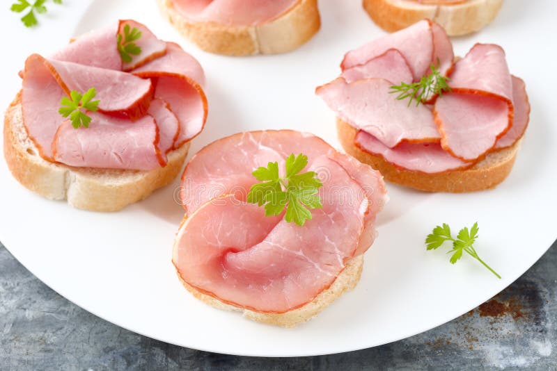 Ham sandwiches stock image. Image of homemade, lunch - 100683231