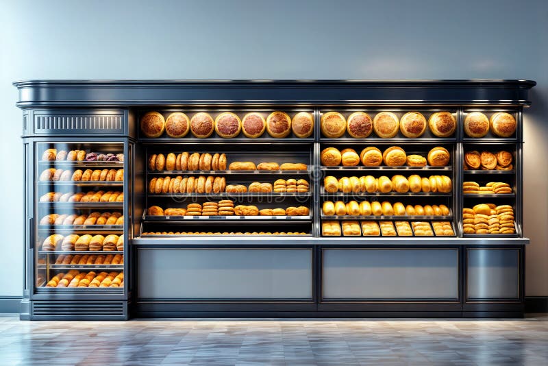 Ham Shop. Display Case with Ham in the Store Stock Illustration ...
