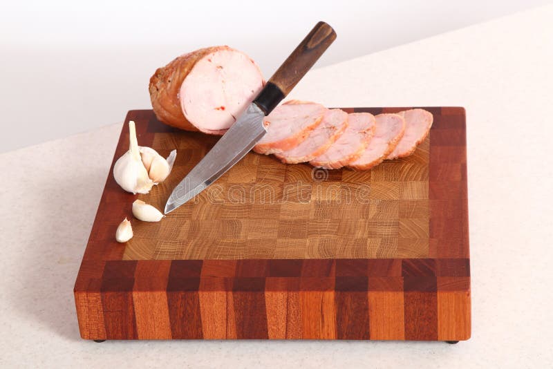 Ham Sliceson a Chopping Board Stock Image - Image of gourmet, object ...