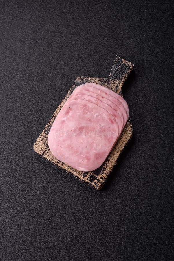 Ham, Spam with Salt, Spices and Herbs Cut into Slices Stock Image ...