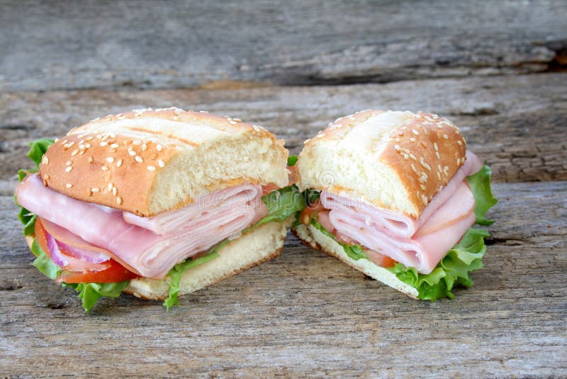 Ham Sub stock image. Image of rustic, onion, filling, sliced - 8386825